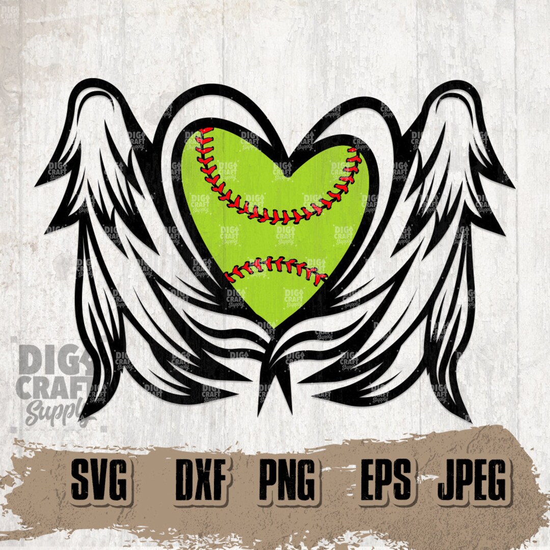 Softball Wings Svg, Softball Clipart, Softball Shirt Svg, Softball Mom ...