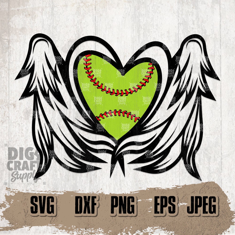 Softball Wings svg Softball Clipart Softball Shirt svg - Etsy México
