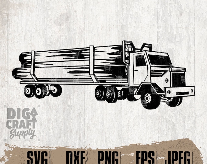 Logging Truck Svg & PNG File Graphic, Logger Rig Truck Vector Clipart ...