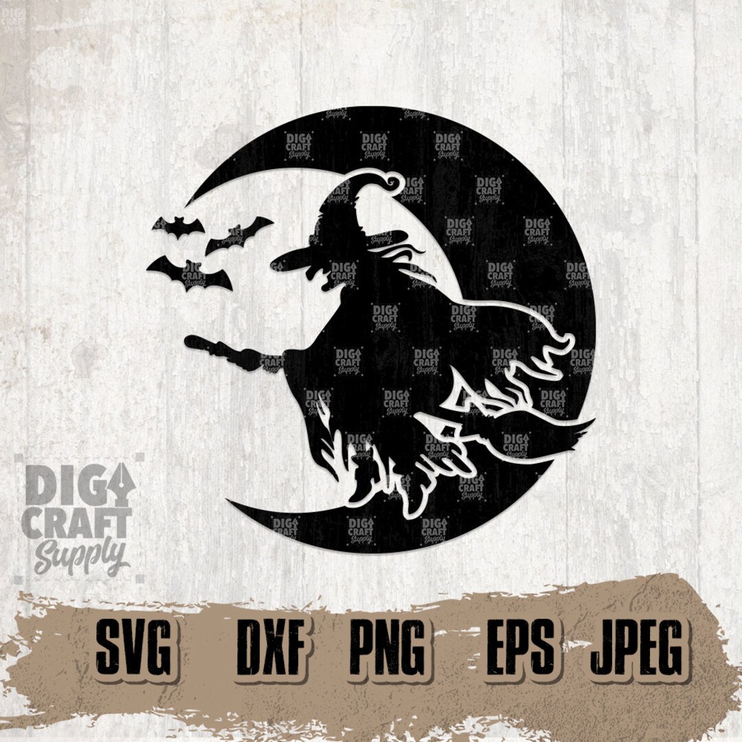 Flying Witch Svg, Witch Clipart, Witch Cutfile, Halloween Svg, Spooky ...