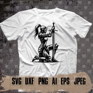 Mujer Caballero Svg | Female Knight Clipart | Lady Warrior Stencil ...