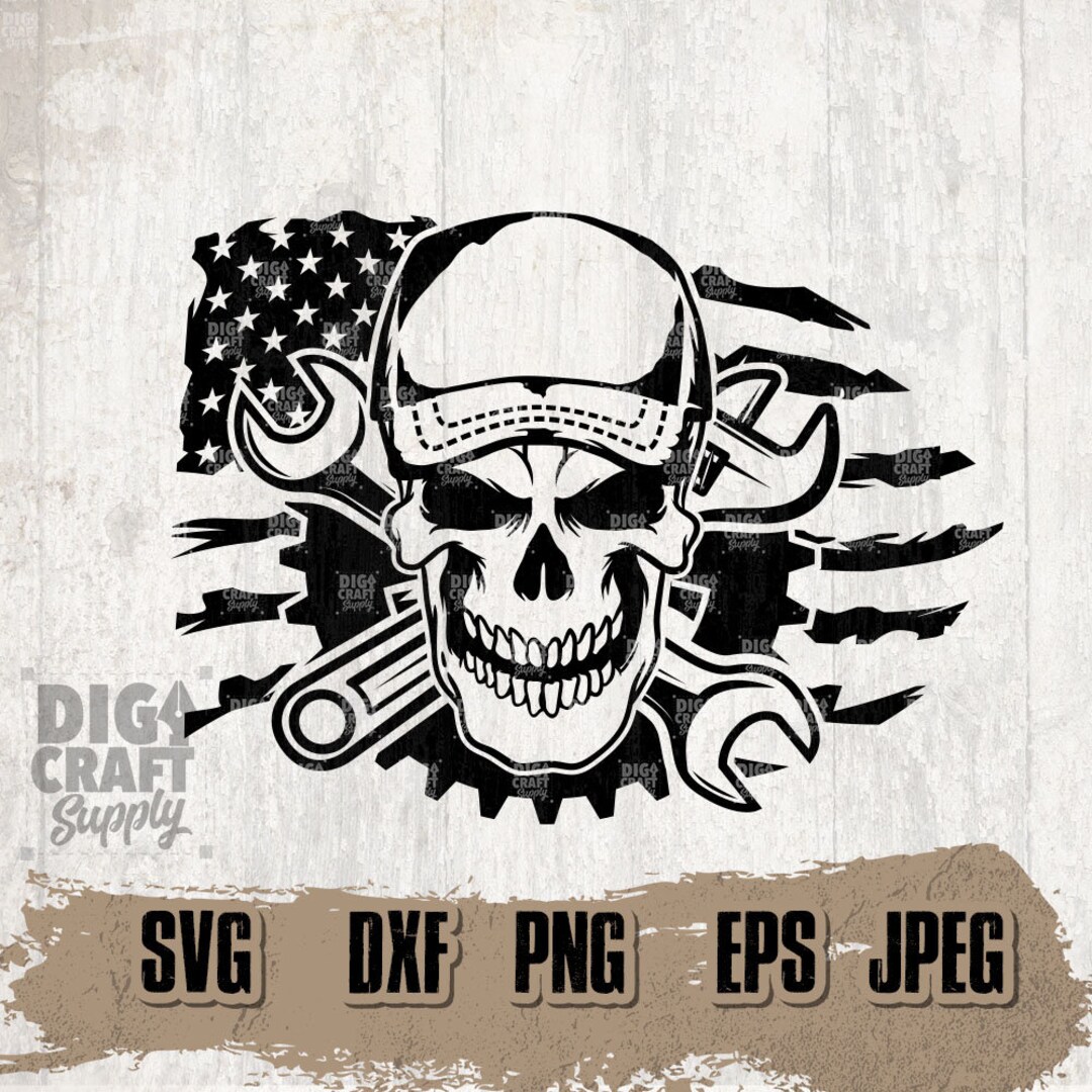US Mechanic Skull Digital Files, US Mechanic Svg, US Mechanic Png ...