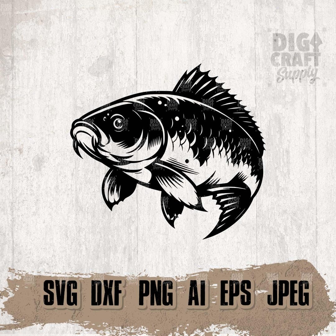 Carp Fish Svg | River Angling Clipart | Wild Fish Stencil | Fresh Water ...