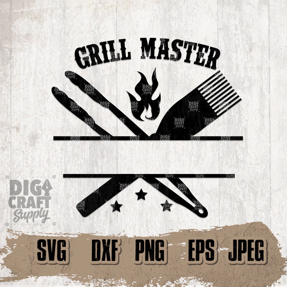 Grill Master Svg, Grill Master Gift Idea DXF, Grillers Monogram, Chef ...