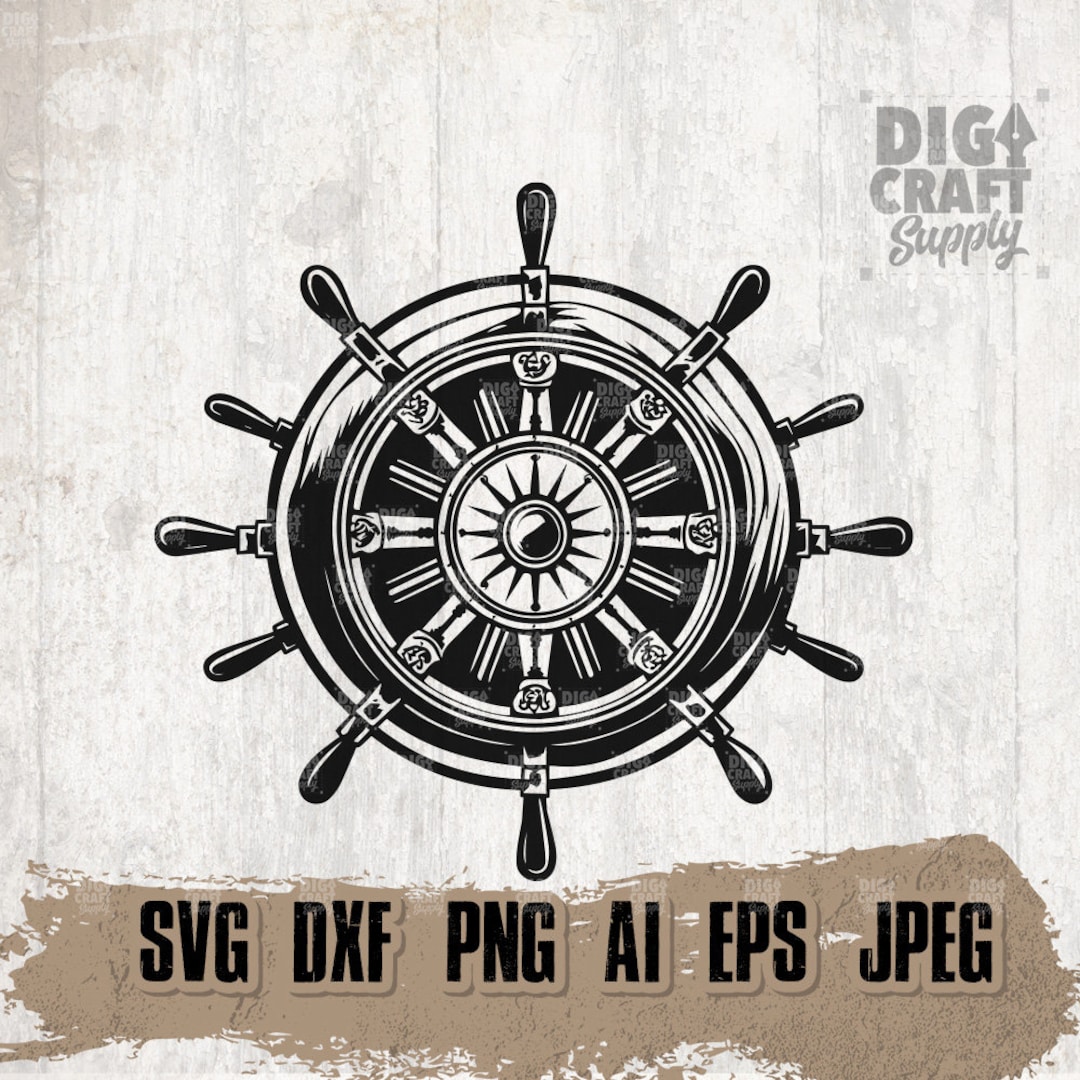 Ship Wheel Svg, Sailorman Clipart, Voyage Stencil, Boat Steering Wheel ...
