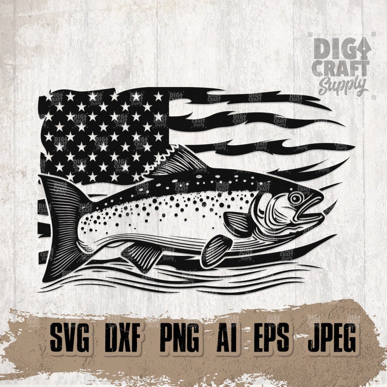 US Trout Fish Svg Lake Fishing Clipart River Angler Cutfile - Etsy