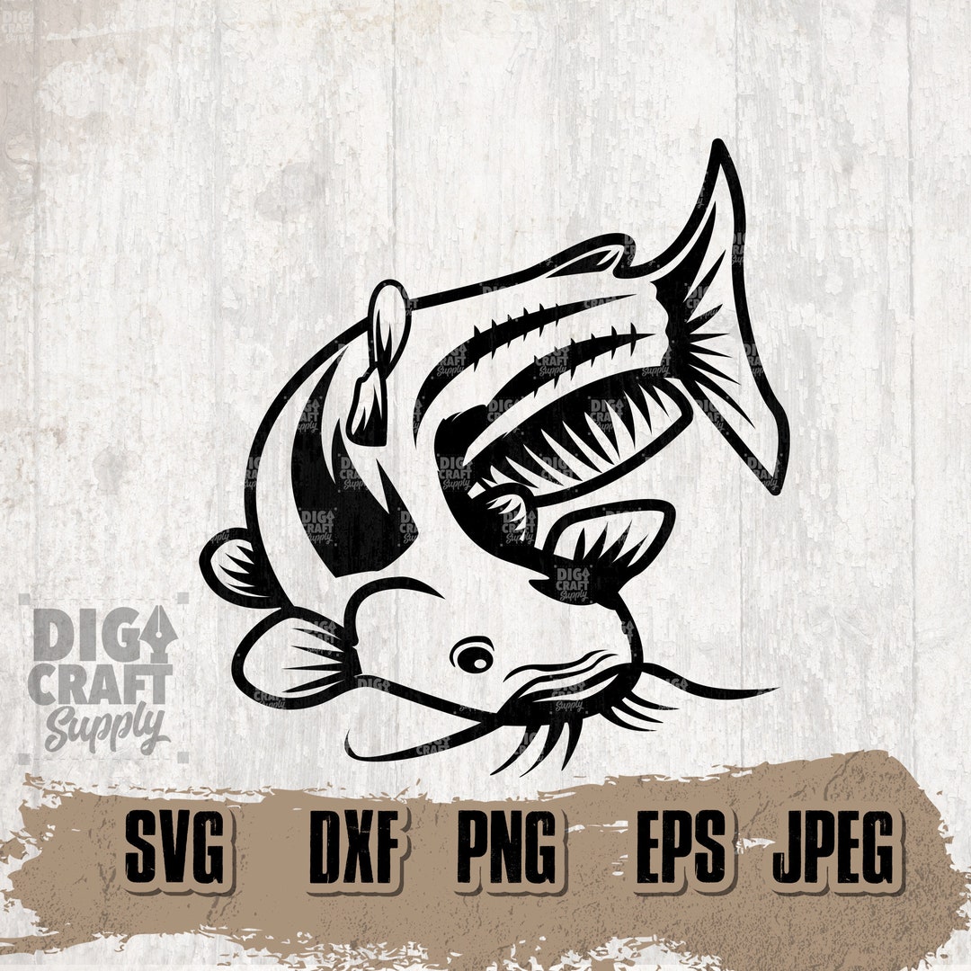Catfish 2 Digital File, Catfish Svg, Catfish Cut Files, Catfish Clipart ...