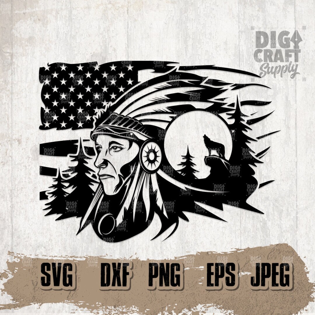 US Native American Svg, Indian Headdress Cut File, Native Tribe Clipart ...