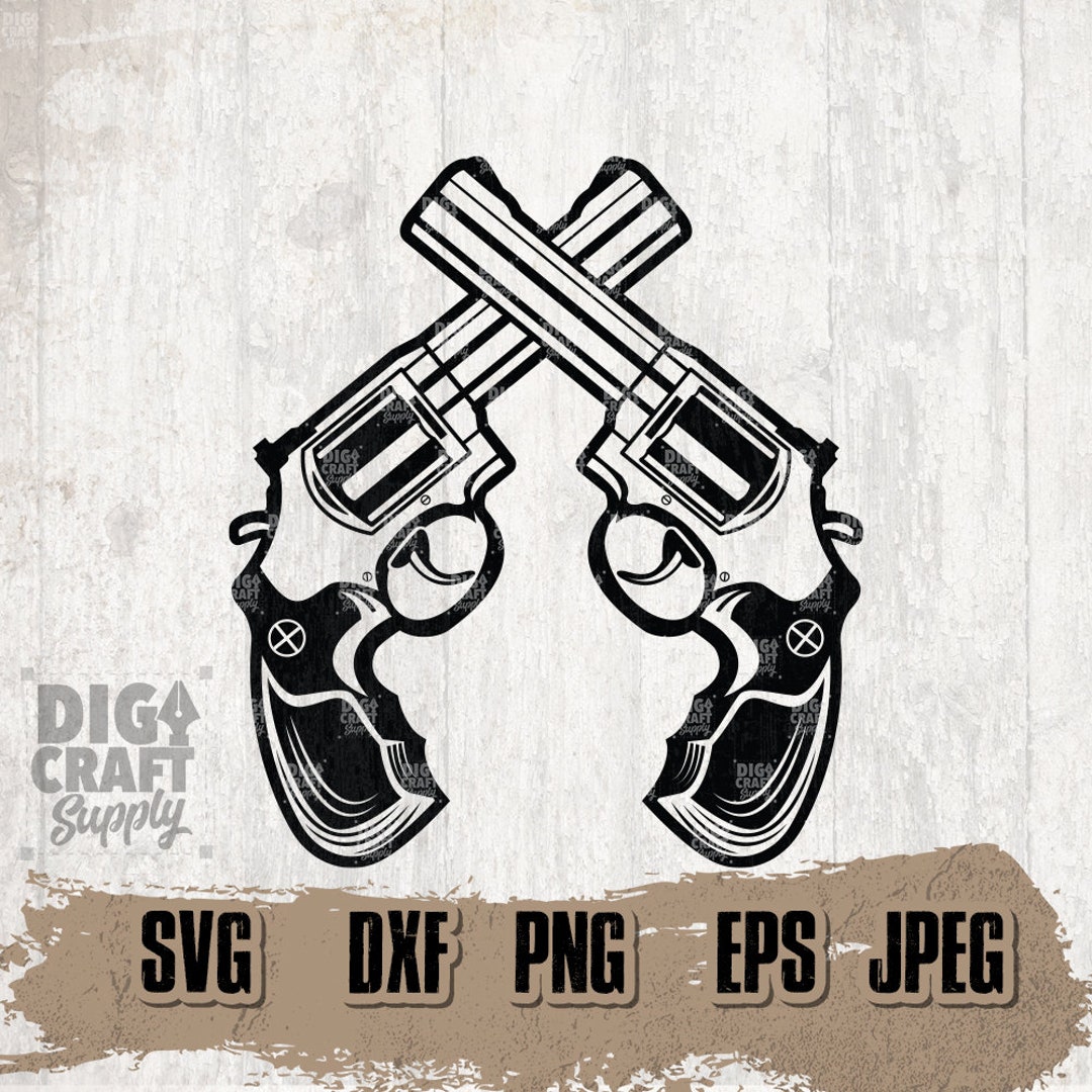 Crossed Revolver Gun Svg, Gun Svg, Gun Clipart, Gun Cutfile, 2nd ...