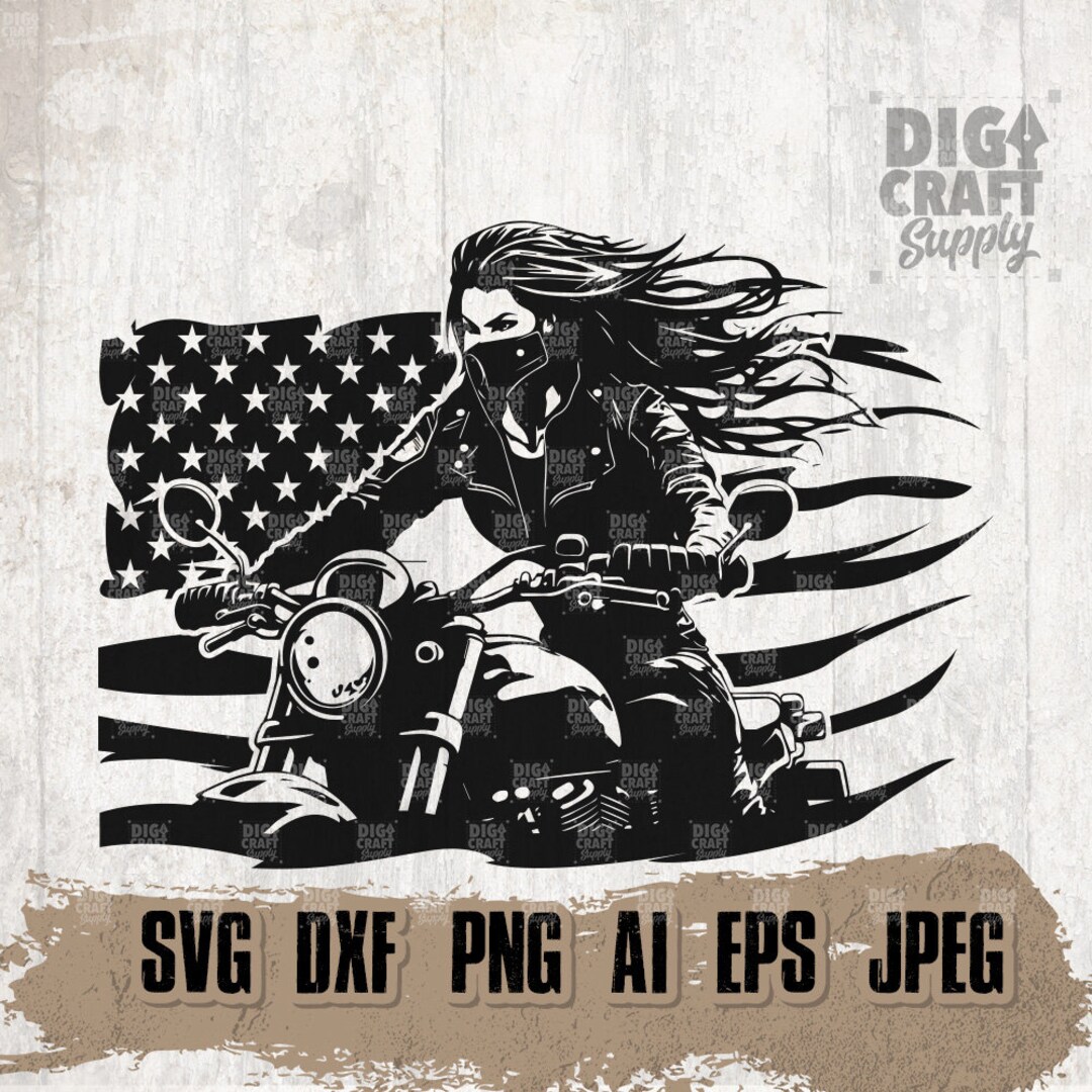 Us Girl Biker Svg Rider Mom Clipart Lady Sports Cutfile Sexy Woman