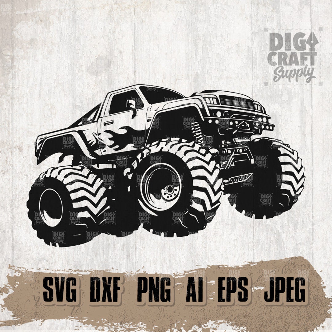 Monster Truck Svg, Pick up Truck Clipart, Big Ride Stencil, Car Show ...