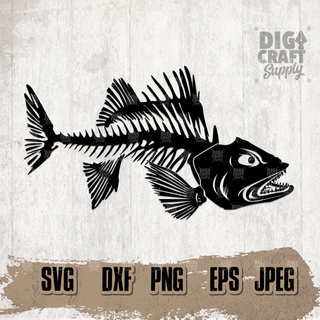 Fishbone Svg, Fishbone Clipart, Skeletal Fish Svg, Skeleton Fish Svg ...