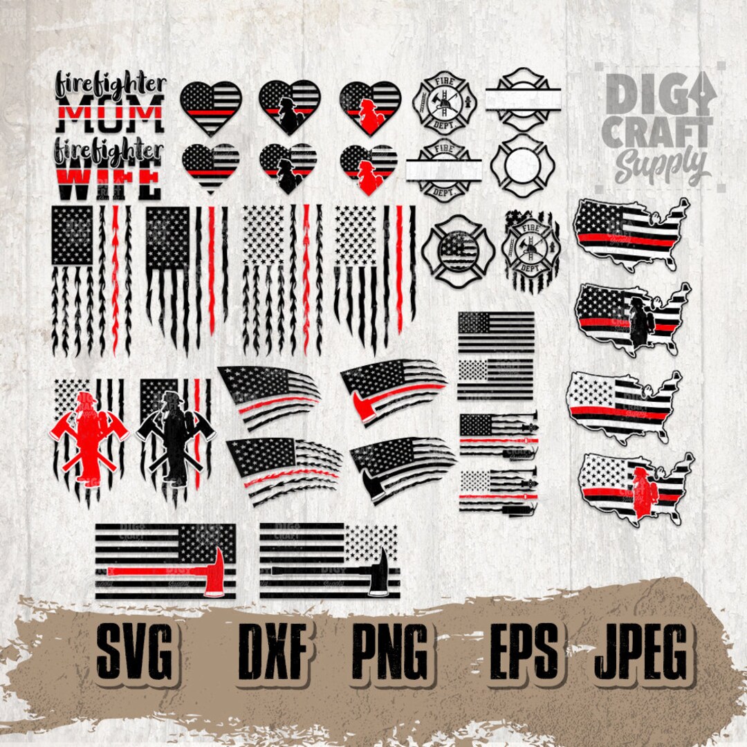 34 Fire Fighter Designs Svg, Firefighter SVG Bundle, Fireman Svg, US ...