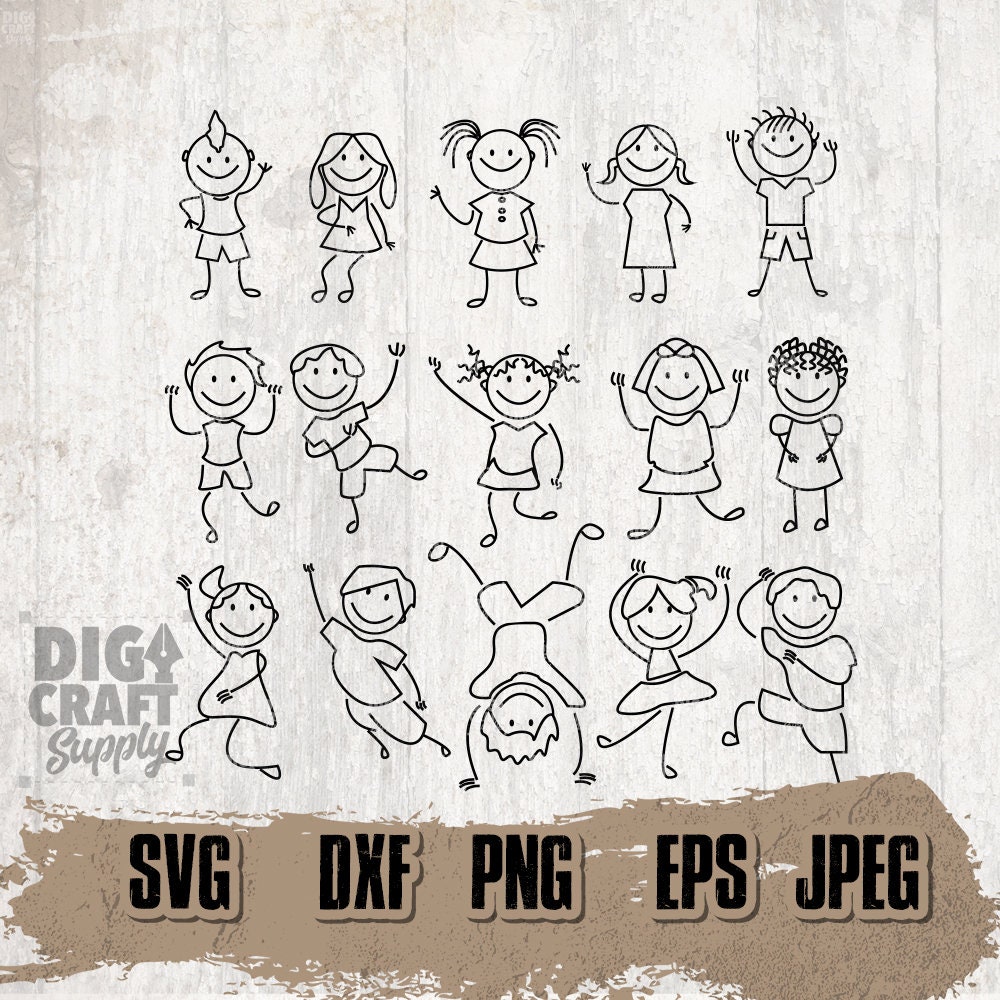 15 Sticky Figure Kids Instant Download Sticky Figure Svg | Etsy