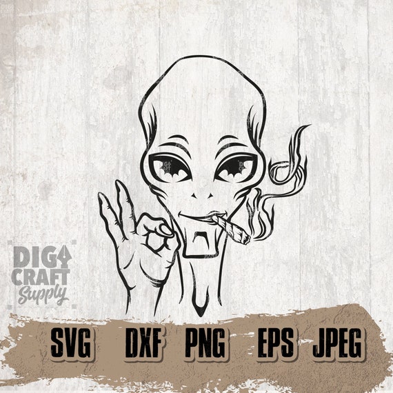 Alien Smoking Joint svg Alien svg Smoking Weed svg Cannabis | Etsy