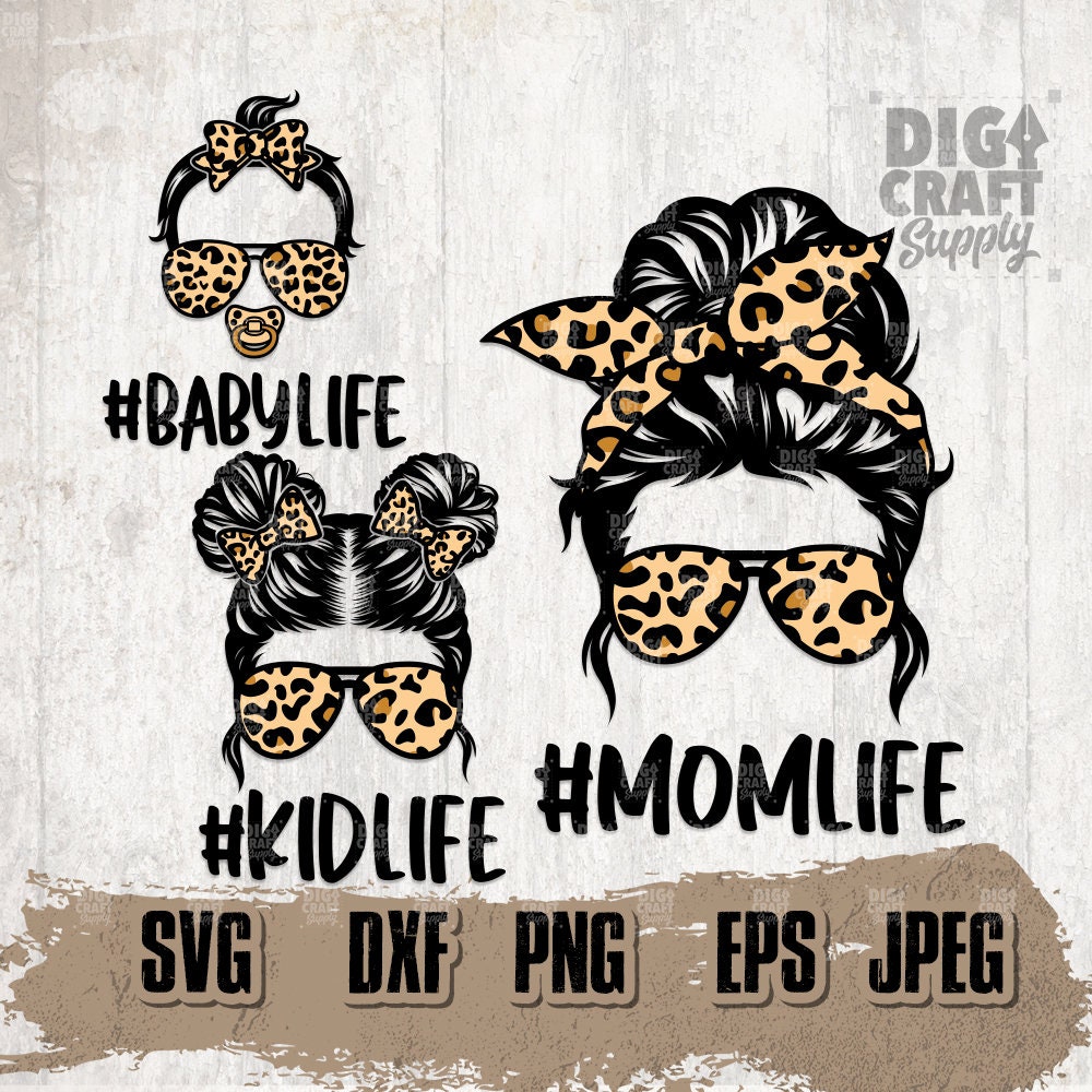 Mom Life Kid Life Leopard Leopard Mom Svg Mom Life Svg Kid | Etsy