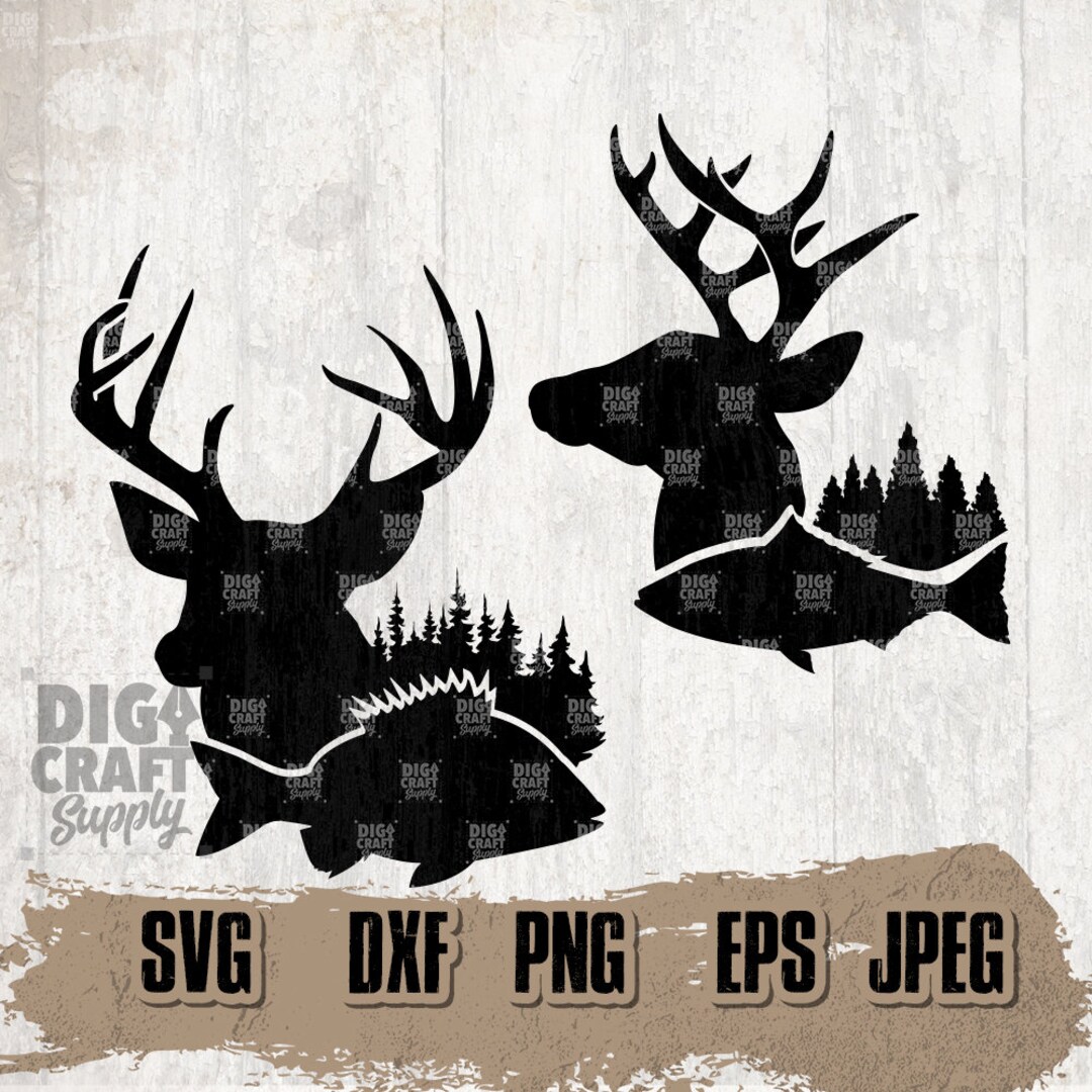 Deer Fish Outdoor Svg, Outdoor Svg, Outdoor Cutfile, Deer Svg, Deer ...