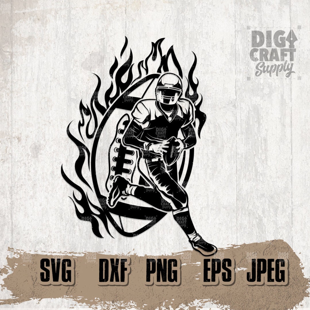 Flaming Football Player Svg, Football Player Cutfile, Football Shirt ...