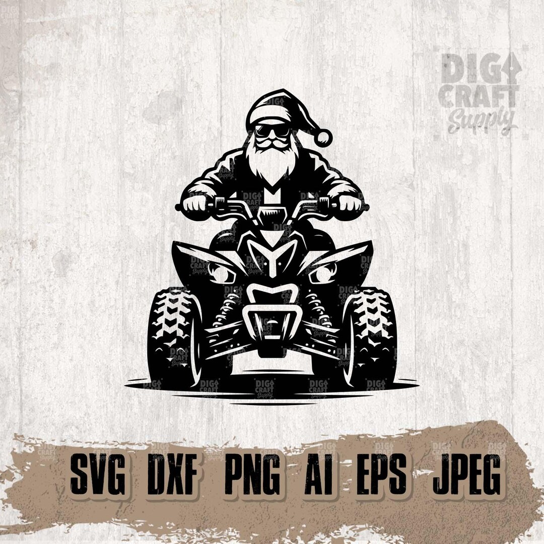 Santa Claus Riding Atv Svg | All-terrain Vehicle Clipart | Off-road ...