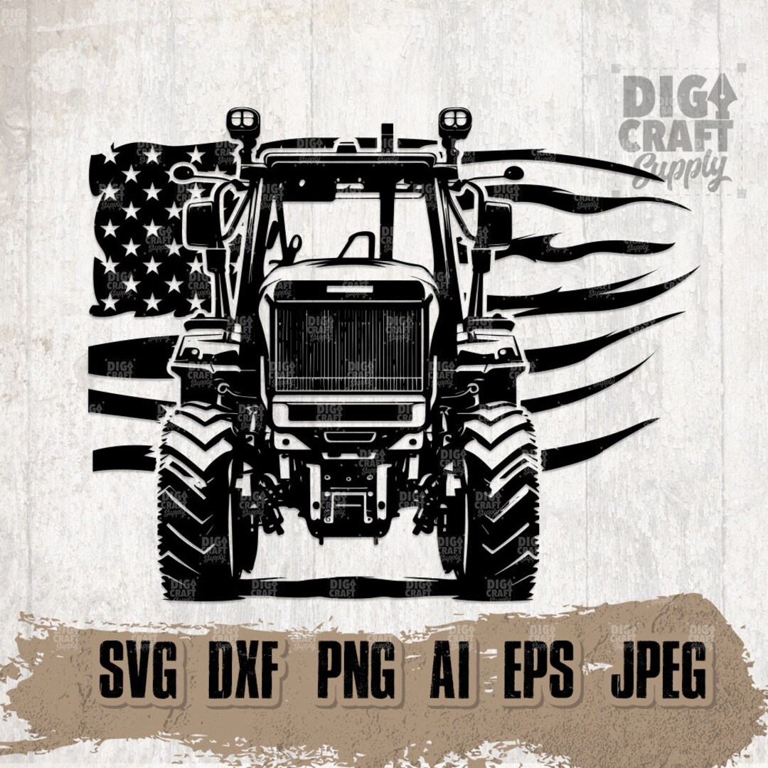 US Tractor Svg, Heavy Equipment Stencil, USA Machinery Shirt Png ...