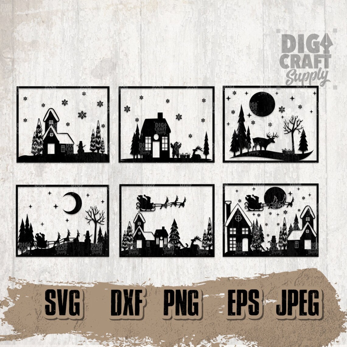 6 Christmas Scene Svg Merry Christmas Svg Christmas Shirt - Etsy