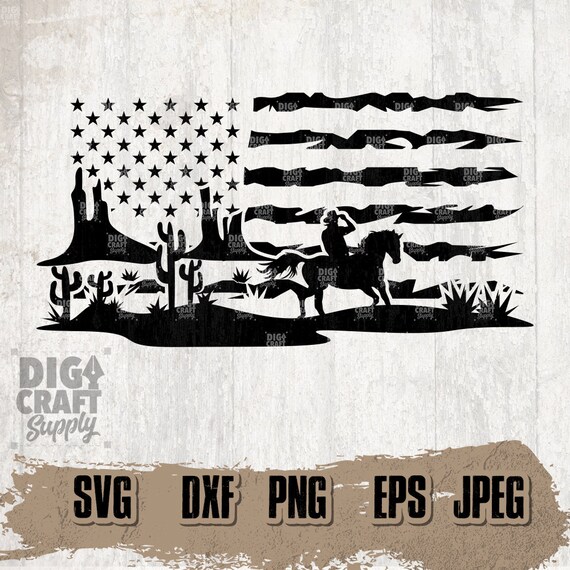 US Cowboy Scene Svg US Cowboy Svg Desert Svg Cowboy Png | Etsy