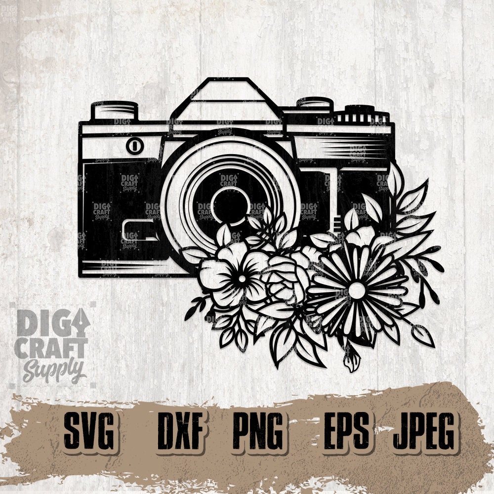 Floral Camera Svg 2 Floral Camera Png Camera Cutfile Camera - Etsy