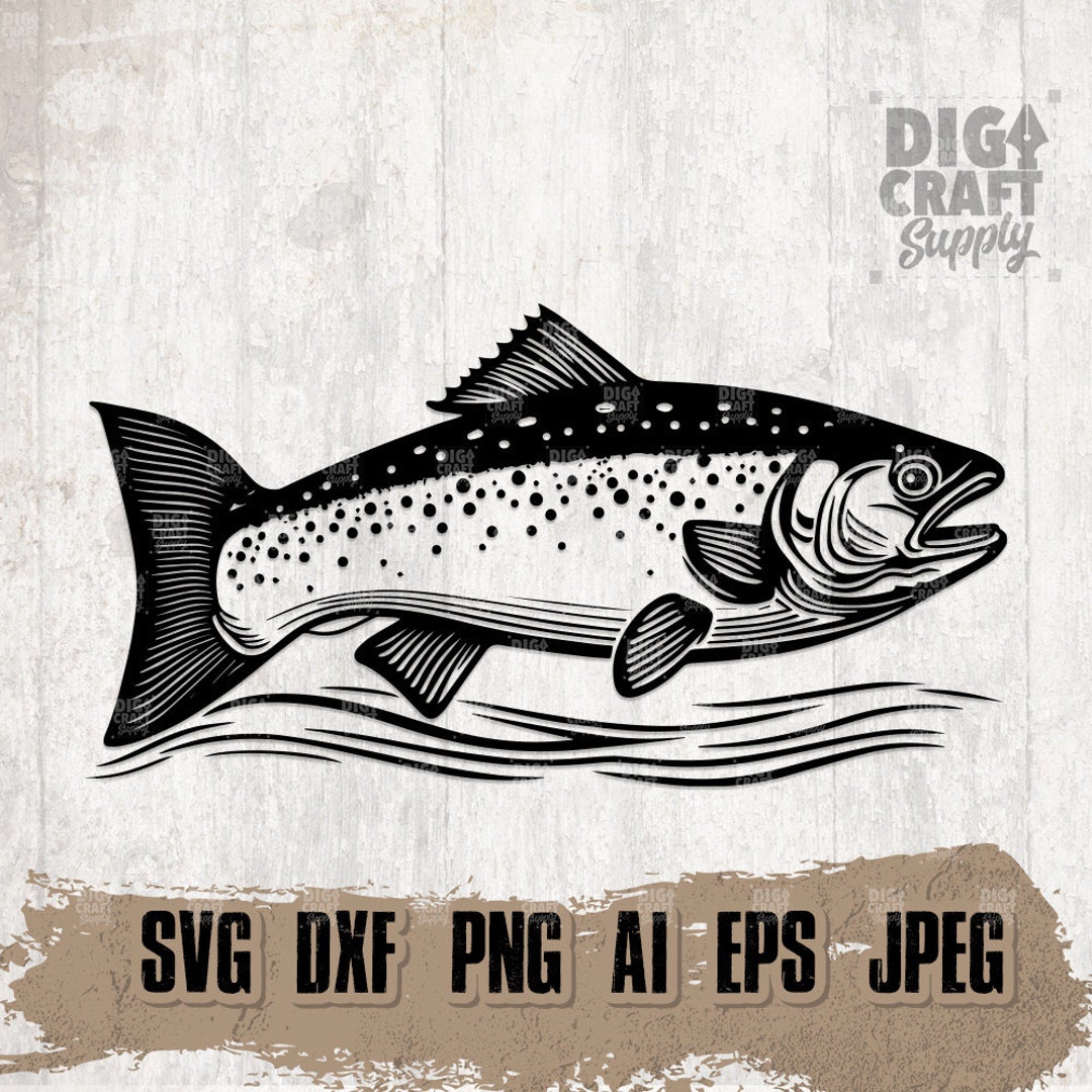 Trout Fish Svg, Lake Fishing Clipart, River Angler Cutfile, Fresh Water ...