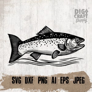 Trout Fish Svg, Lake Fishing Clipart, River Angler Cutfile, Fresh Water ...