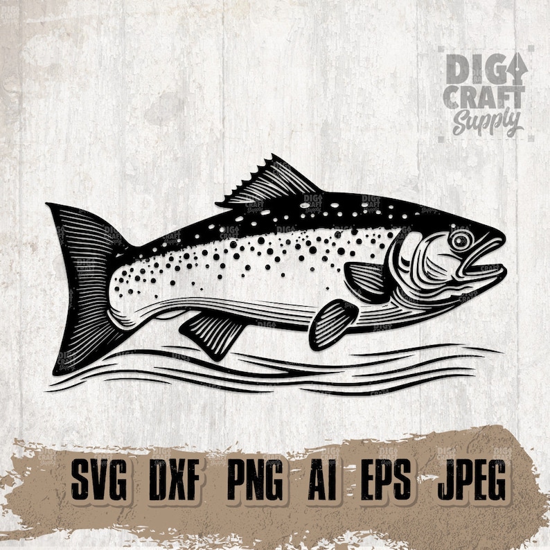 Trout Fish Svg Lake Fishing Clipart River Angler Cutfile - Etsy