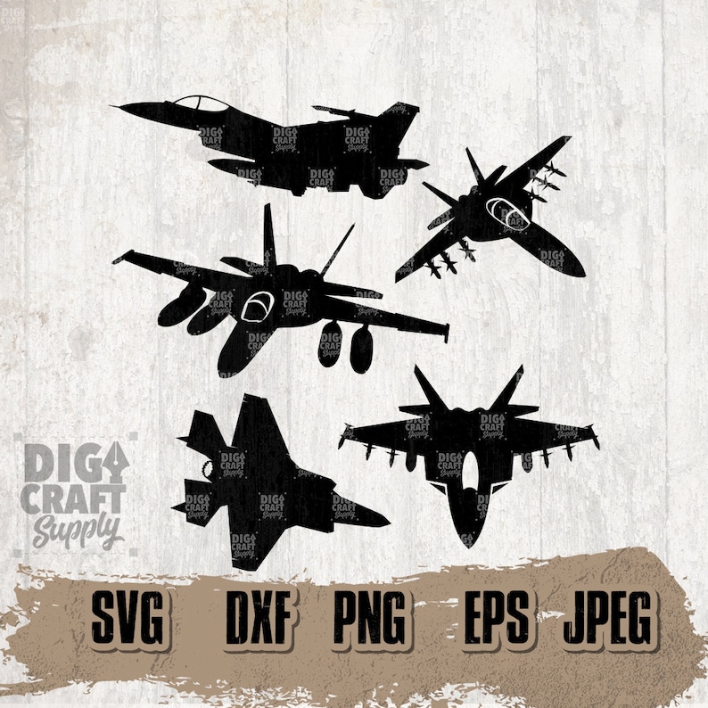 5 Fighter Jet Svg Jet Clipart Jet Cutting Files Jet - Etsy