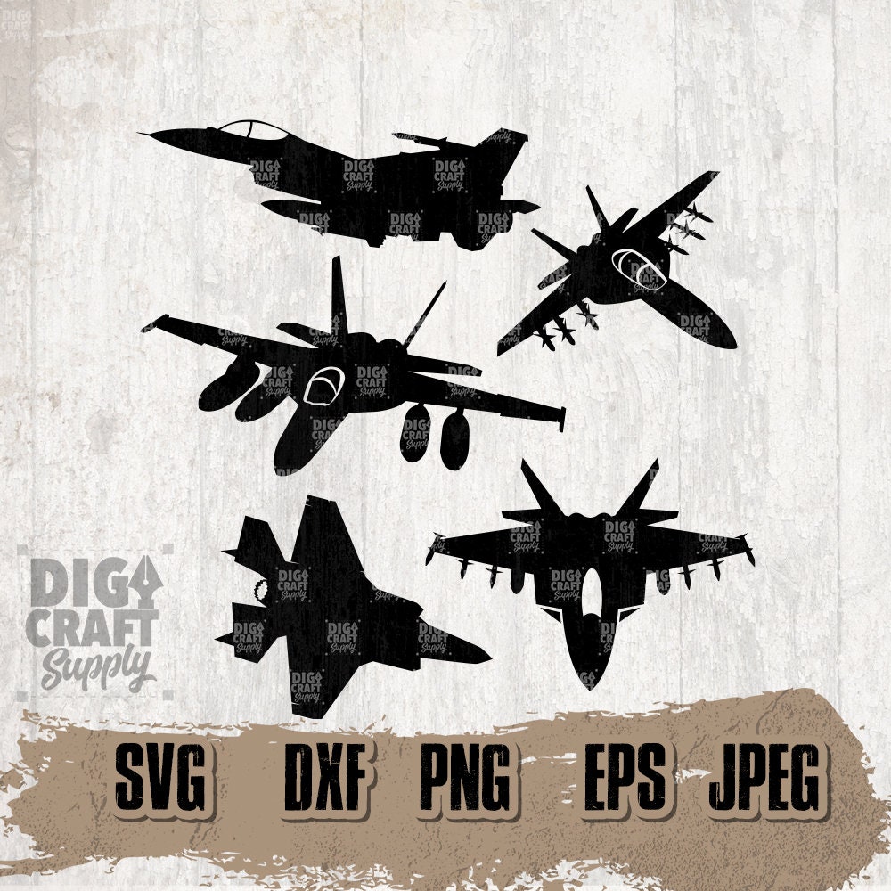 5 Fighter Jet Svg, Jet Clipart, Jet Cutting Files, Jet Cutfile, Jet Png ...