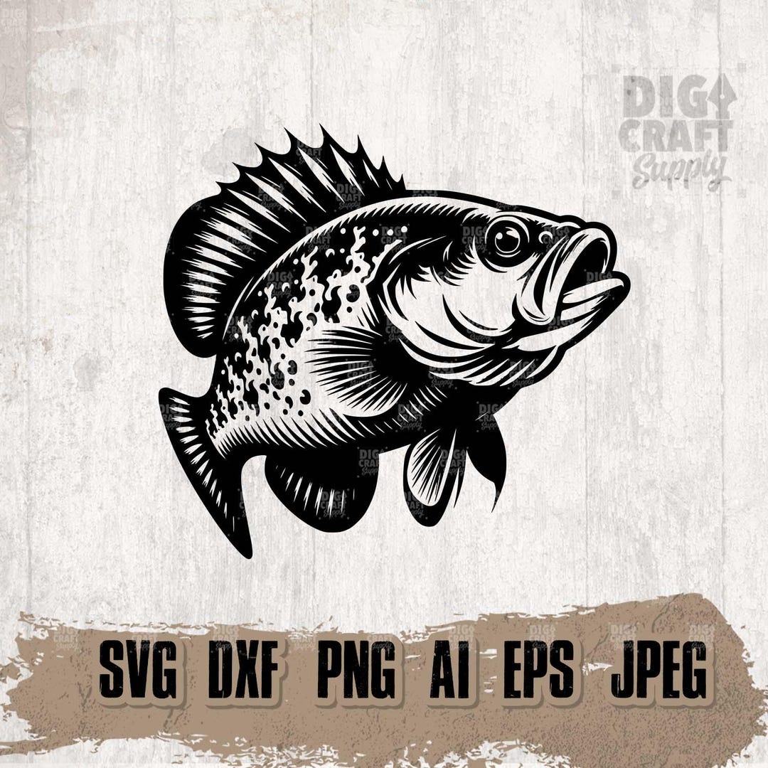 Bass Fish Svg | Fresh Water Fish Clipart | River Angling Stencil | Wild ...