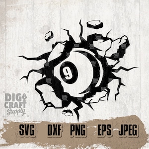 Smashing Wall Billiard Svg, 9ball Billiard Svg, 9ball Svg, Billiard Svg ...
