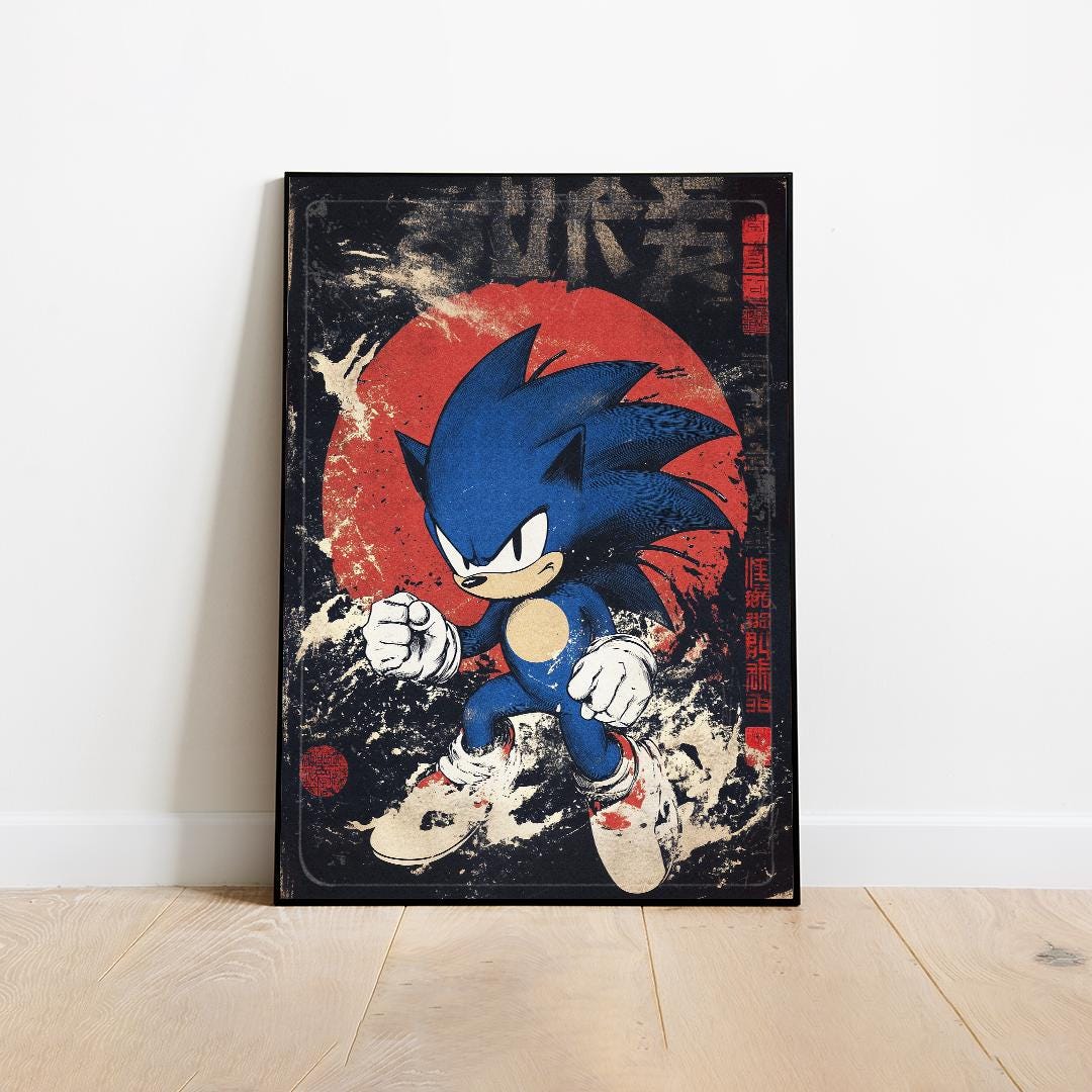 Sonic Poster, Sonic Print, Sonic The Hedgehog, Sonic Geschenk, A1, A2 ...