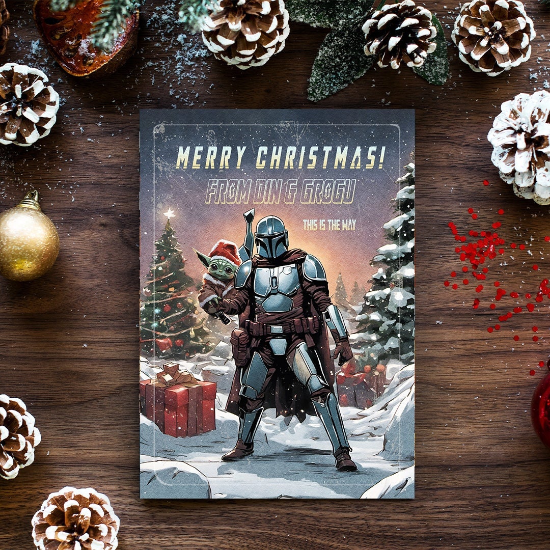 Mandalorian Christmas Card Star Wars Gift Gift Star Wars Christmas Card ...