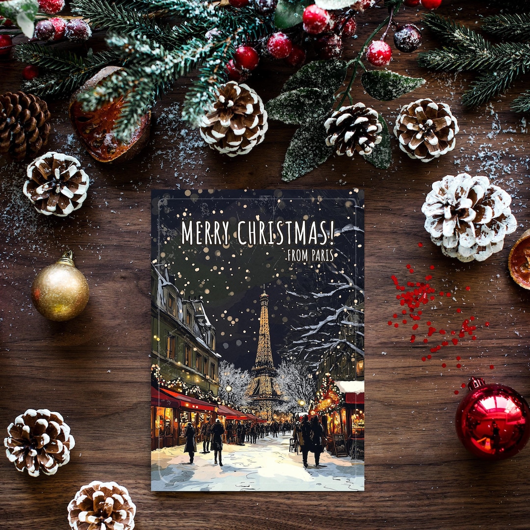 Paris Christmas Card greeting Card christmas Card Paris Card Paris ...