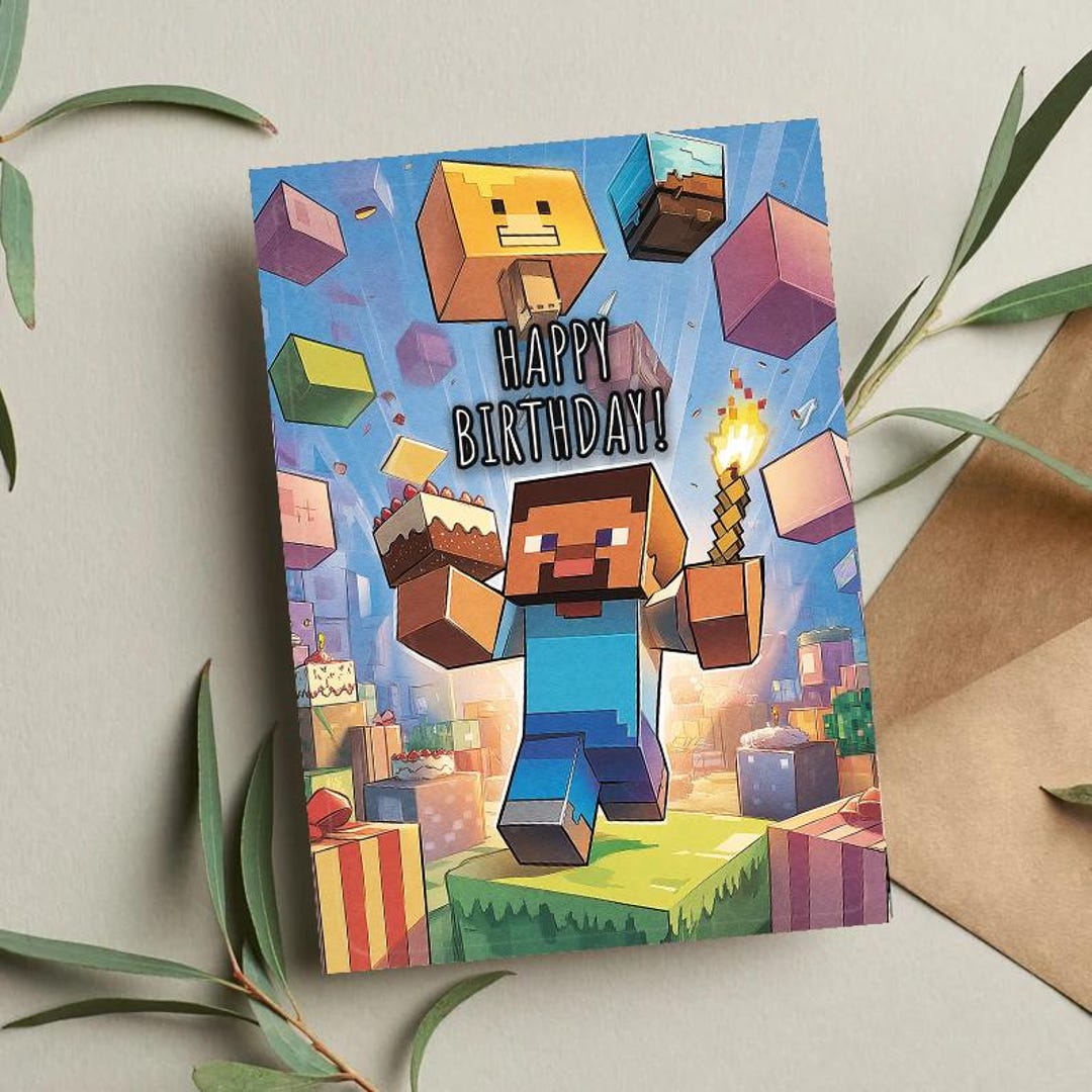 Minecraft Birthday Card, Greeting Card,birthday Card, Minecraft Card ...