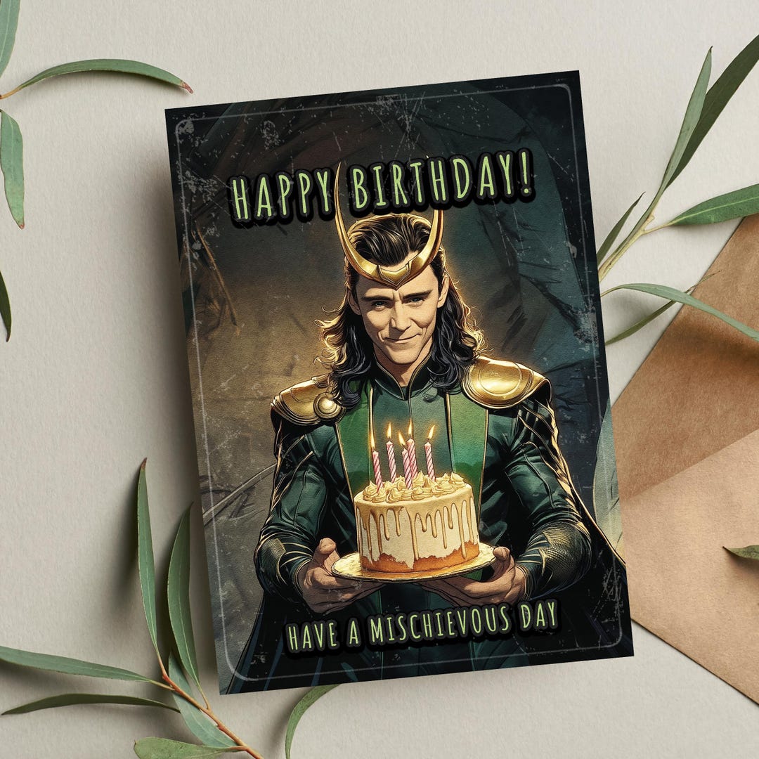 Loki Birthday Card Loki Card Spiderman Card Greeting Card birthday Card ...