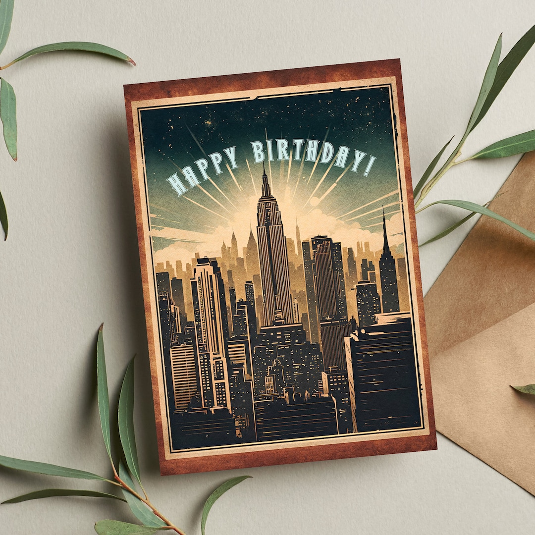 New York Birthday Card greeting Card birthday Card New York Card ...