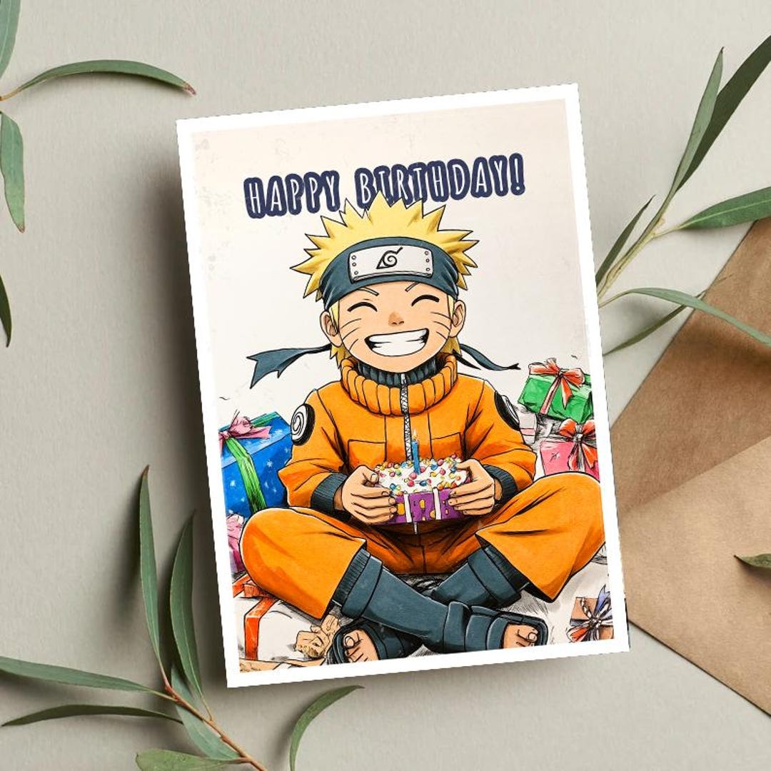 Naruto Birthday Card greeting Card Birthday Card Naruto Card Birthday ...
