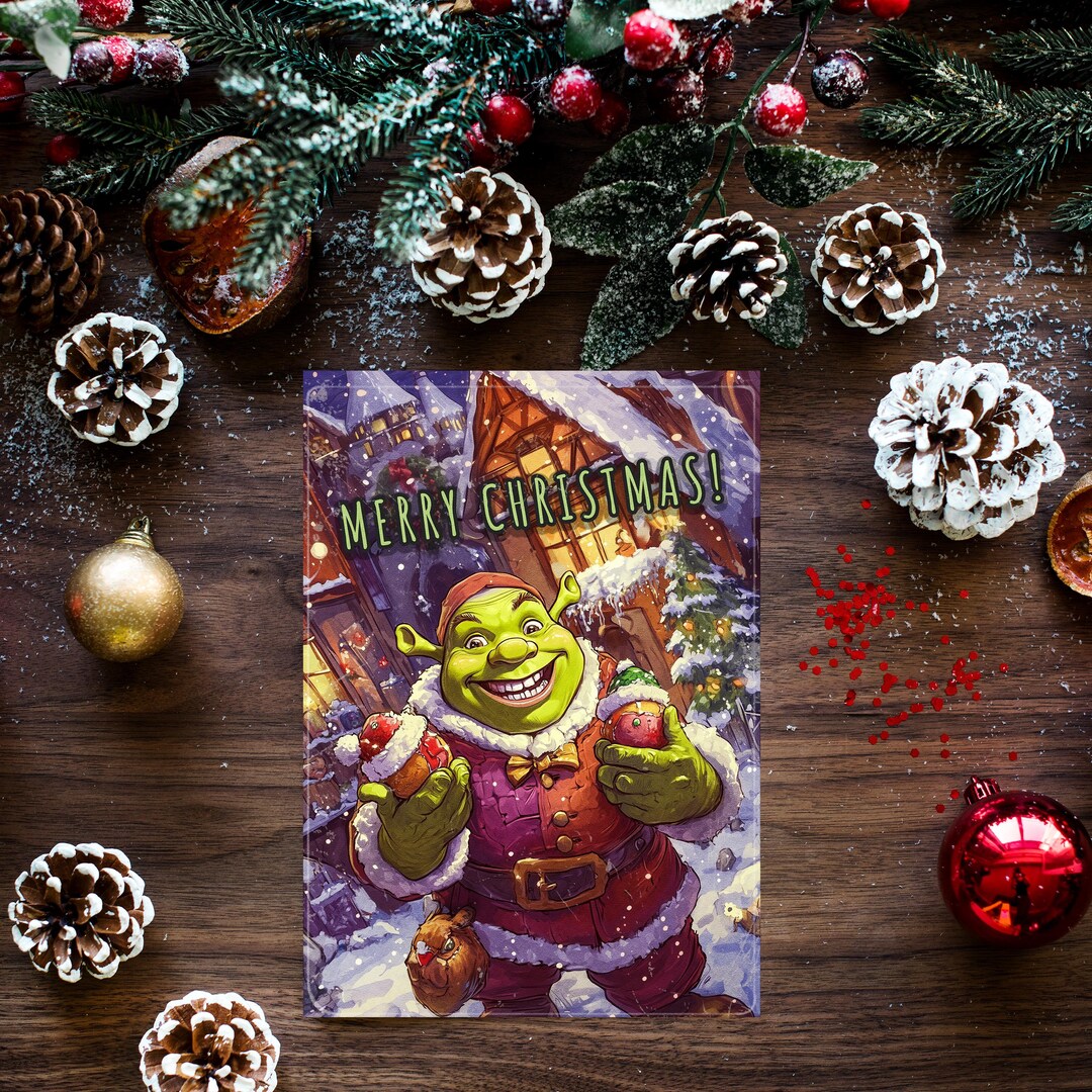 Shrek Christmas Card Shrek Gift Shrek Card Shrek Art Funny Christmas ...