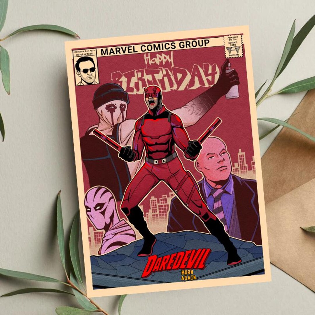 Daredevil Birthday Card Marvel Gift Avengers Birthday Card Daredevil ...