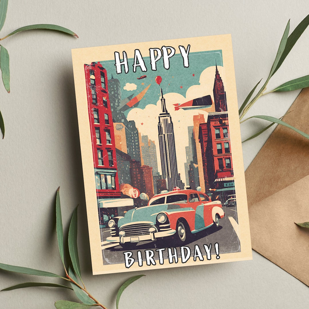 New York Birthday Card greeting Card birthday Card New York Card ...