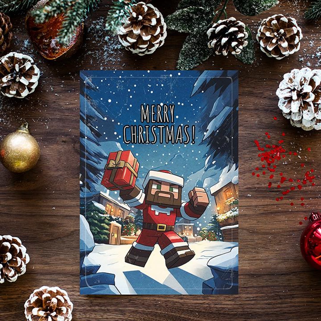 Minecraft Christmas Card, Greeting Card,christmas Card, Minecraft Card ...