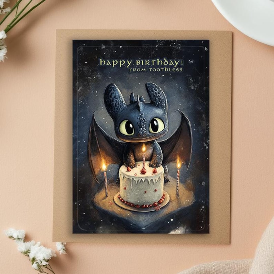 Toothless Birthday Card, How to Train Your Dragon Card, Greeting Card ...