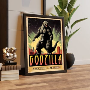 Godzilla Poster, Godzilla Print, Classic Movie Poster, Retro Movie Art ...