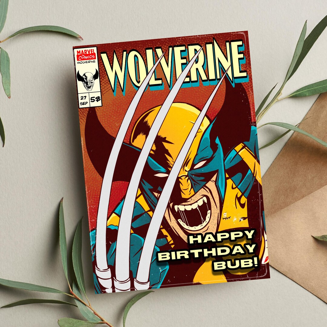 Wolverine Birthday Card Deadpool Birthday Card Spiderman Card Greeting ...