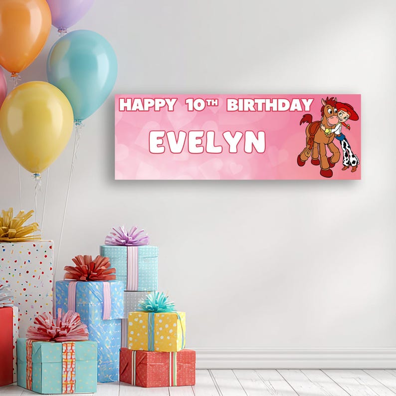 Personalised Toy Story Birthday Banner | Jessie and Bullseye Party ...