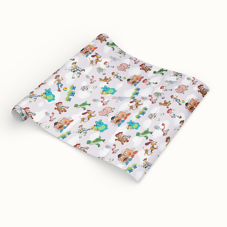 Light Grey Toy Story & Friends Wrapping Paper | Fun Cartoon Kids Gift ...